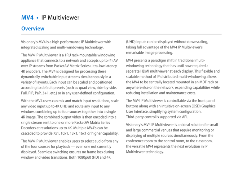 MV4 IP Multiviewer – Visionary Solutions