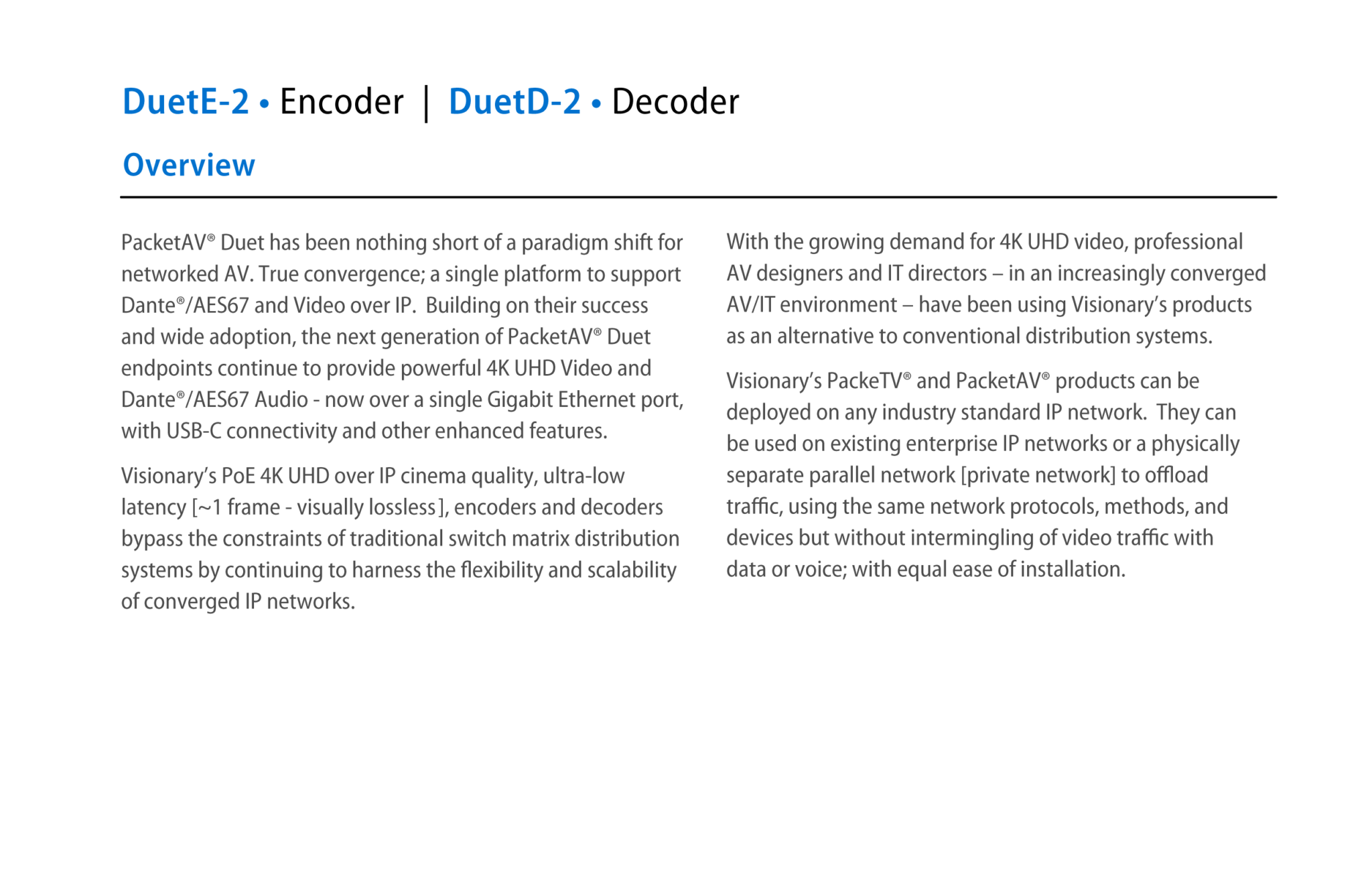 Duet-2 Encoder & Decoder – Visionary Solutions