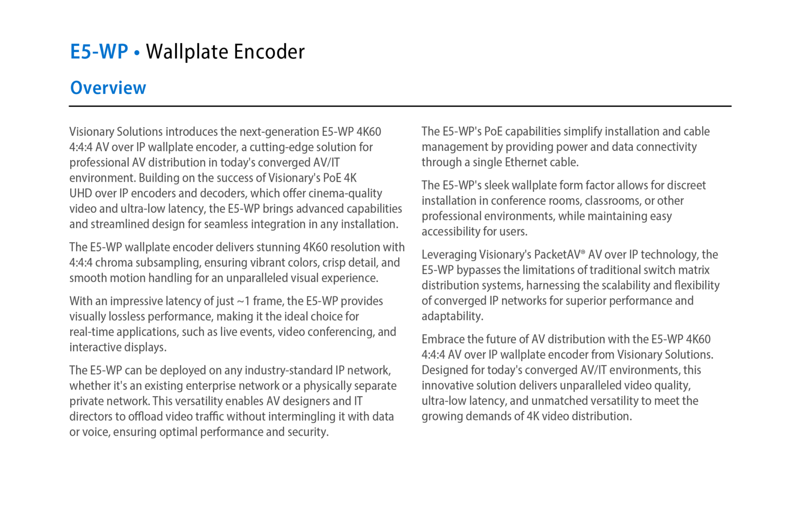 E5-WP Encoder – Visionary Solutions