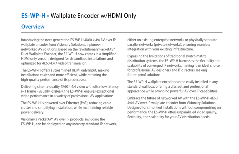 E5-WP-H Encoder – Visionary Solutions