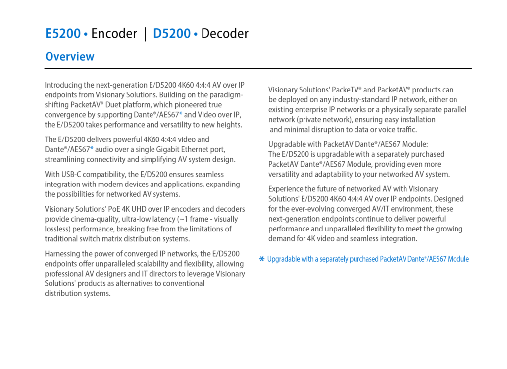 E5200 Encoder & Decoder – Visionary Solutions