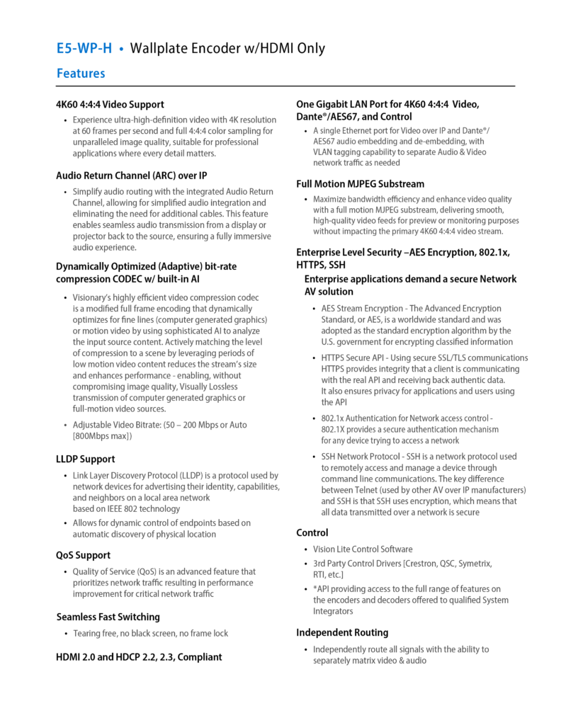 E5-WP-H Encoder – Visionary Solutions