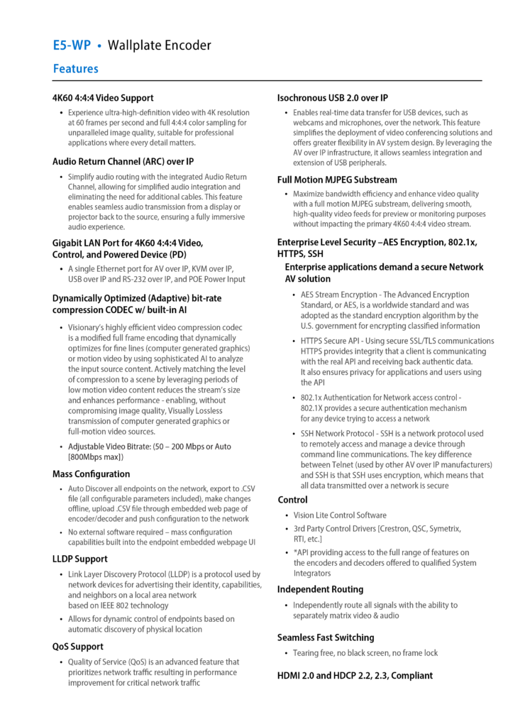 E5-WP Encoder – Visionary Solutions