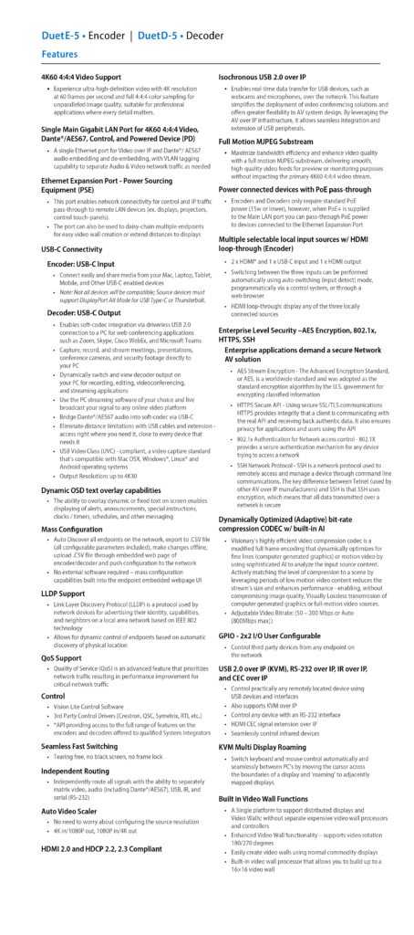 Duet-5 Encoder & Decoder – Visionary Solutions