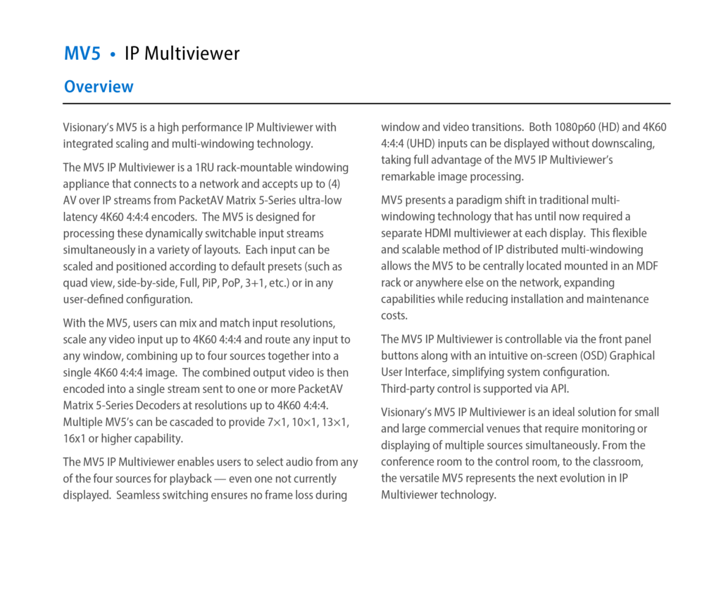 MV5 IP Multiviewer – Visionary Solutions